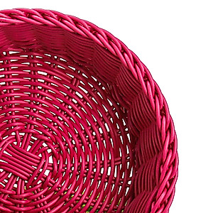 AVLA 4 Pack Woven Breads Baskets, Imitation Rattan Fruit Storage Bowls, Stackable Handwoven Serving Basket, Poly-Wicker Round Basket Set for Organizing, Decorative Gift Basket for Countertop, Pantry
