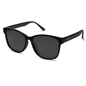 SOJOS Polarized Sunglasses Womens Mens Trendy Square Vintage Shades SJ2203,Black/Grey