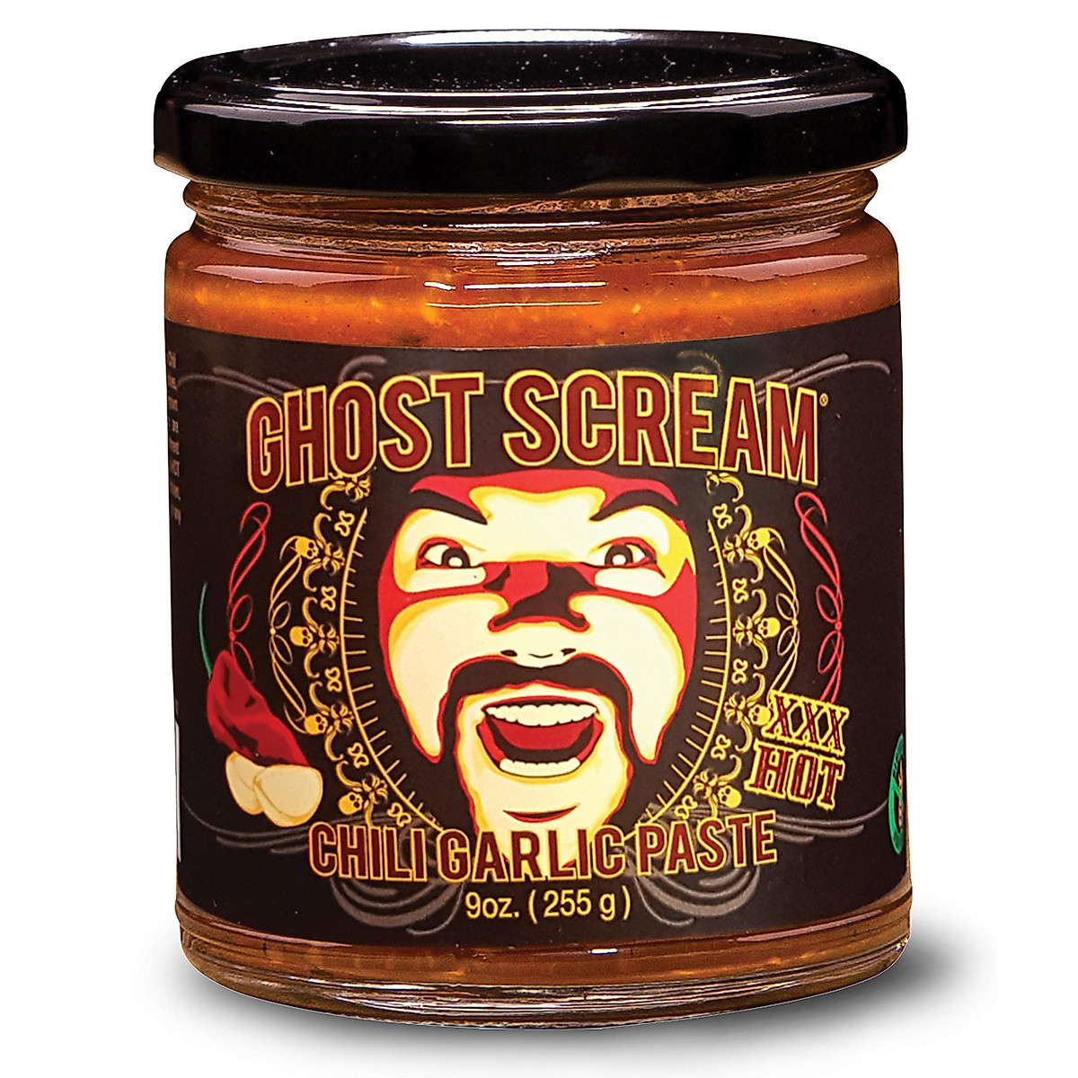 Ghost Scream Hot Sauce - “Chili Garlic Paste” (Asian Style Sambal) - Award Winning Recipe (from a World-Renowned Chef) with Fresh Ghost Chili Peppers, Fiery Red Jalapenos & Fresh Garlic. (9 Oz.)