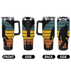Retro Bigfoot Silhouette (1) 40 Oz Tumbler with Handle And Straw Lid,Insulated Reusable Stainless Steel Travel Glass Mug 40 Ounces