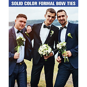 20 Pieces Bow Ties for Men, Formal Satin Solid Tuxedo Bow Ties Adjustable Length Pre Tied Bow Ties for Wedding Celebration(Black)