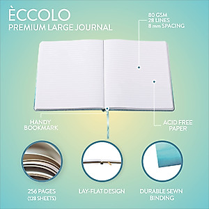Eccolo Large Lined Journal Notebook, Hardbound Cover, Writing Journal, 256 Ruled White Pages, Ribbon Bookmark, Lay Flat, Desk Size for Work or School (Abstract, 8x10 inches)