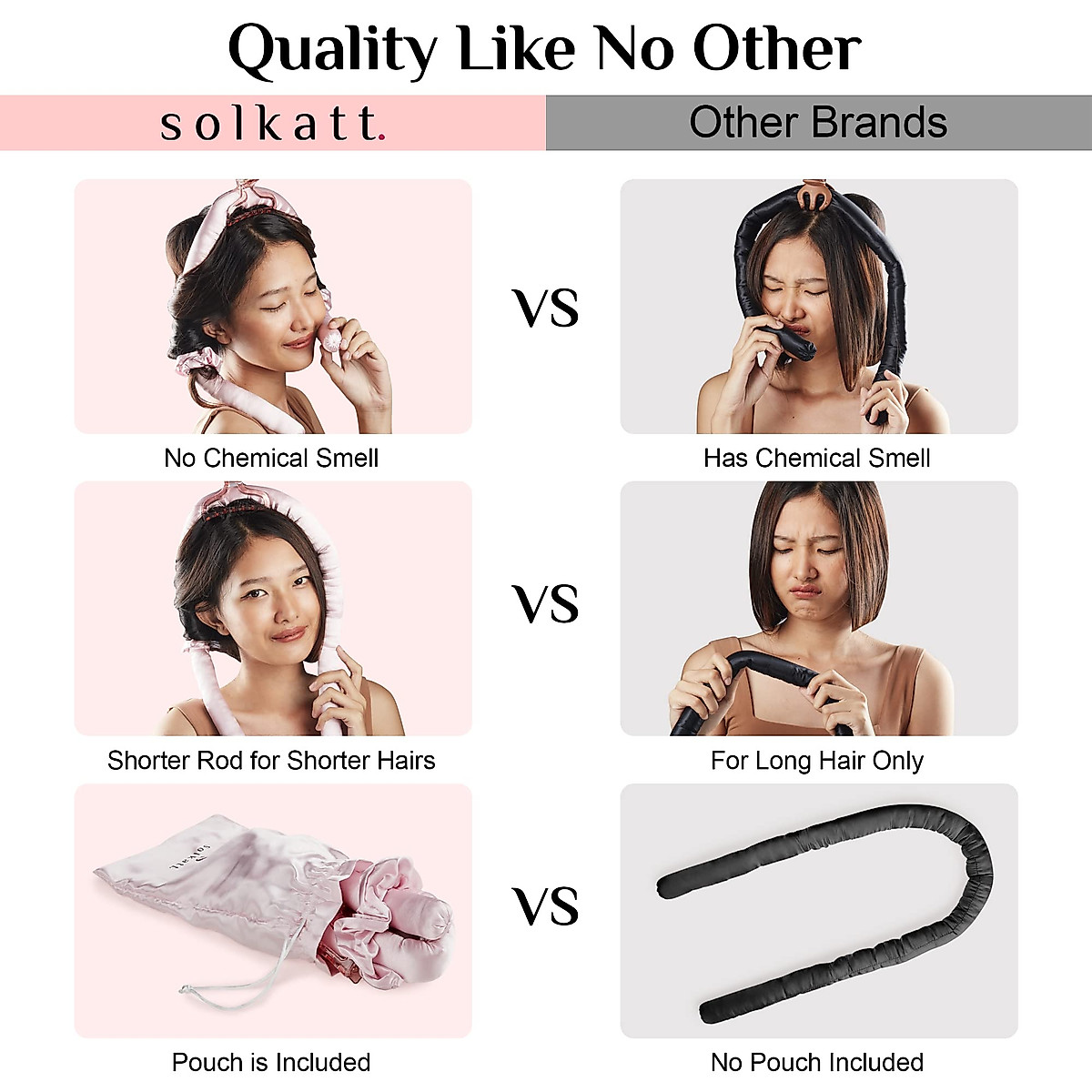 Solkatt. Heatless Curling Rod Headband, No More Heat for Curly Hair, Sleep in with Cute Scrunchies and Wake Up to the Perfect Wavy Hair, Soft Rods Comfortable to Sleep in Soft Waves, Easy to Use