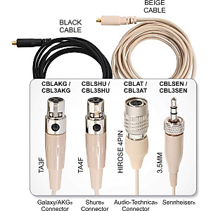 Galaxy Audio HSM4 Dual Ear Omni-Directional Headset Mic with 4x Mixed Cables, Beige