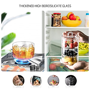 KINGBOO Glass Storage Jars,4-Tier Stackable Containers Kitchen Canisters Canning with Airtight Hermetic Seal Clear Glass Lids 4 Pack