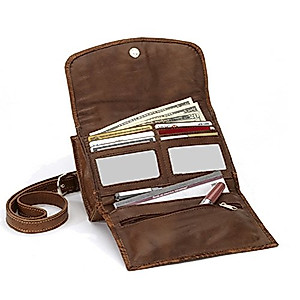 American Western Handtooled Leather Try Fold Wallet Cross Body Clutch Bag Purse Light Bundle - (Antiqued Brown Turquoise)
