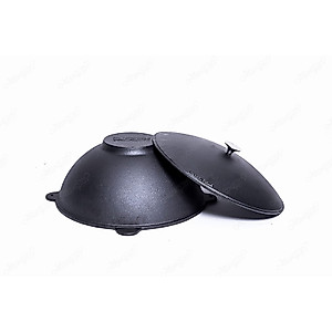 MangalGrills Kazan Cast Iron Cauldron Qazan Qozon Kadai Caldero Plov Pilaf Shorpa Uzbek Wok (9L-2.3Gal.)