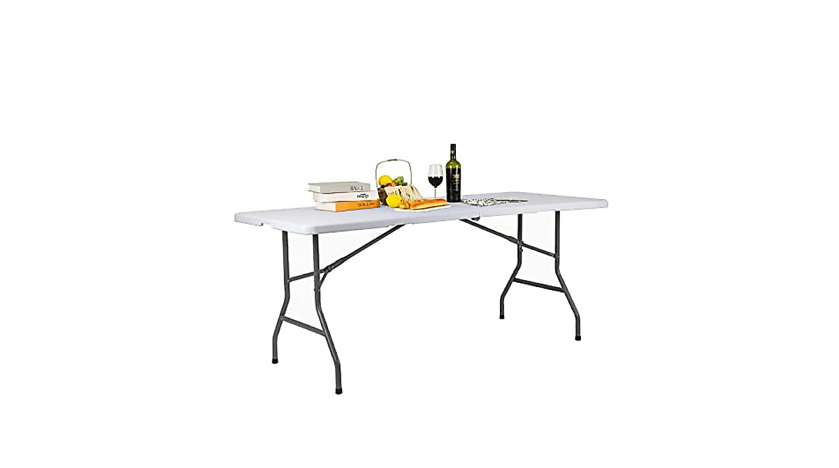 ANJIONG 6ft Folding Table - Portable & Heavy Duty