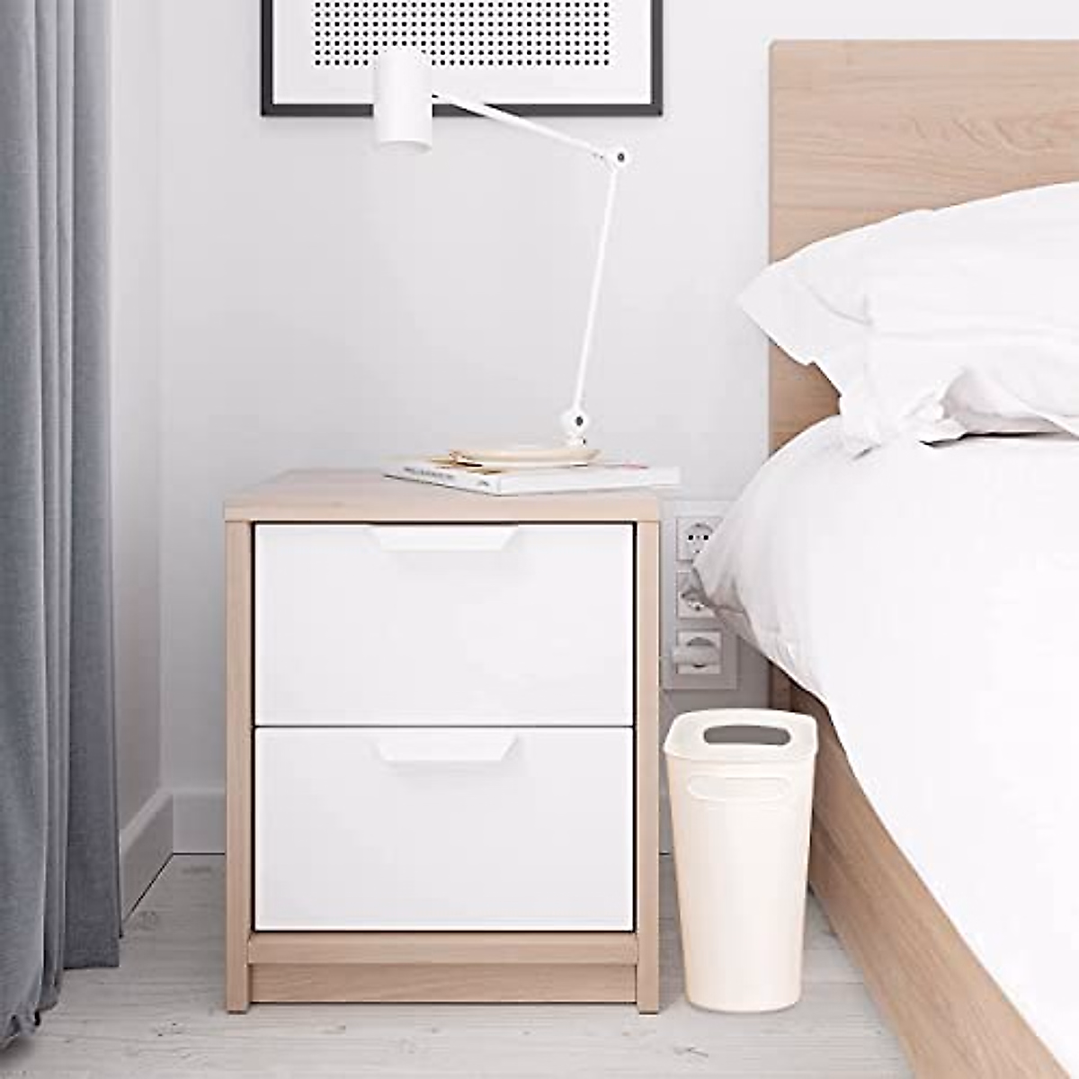 HZSOOCH 3 Pack Slim Waste Basket 3.2 Gallon 12L Plastic Small Trash Can, Office Trash Can, Slim Garbage Container Bin, Small Wastebasket with Handles for Narrow Spaces Bathroom, Kitchen (White)