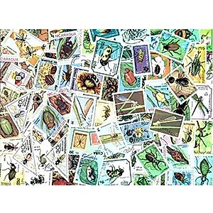 Insects on Stamps Collection - 100 Different Stamps