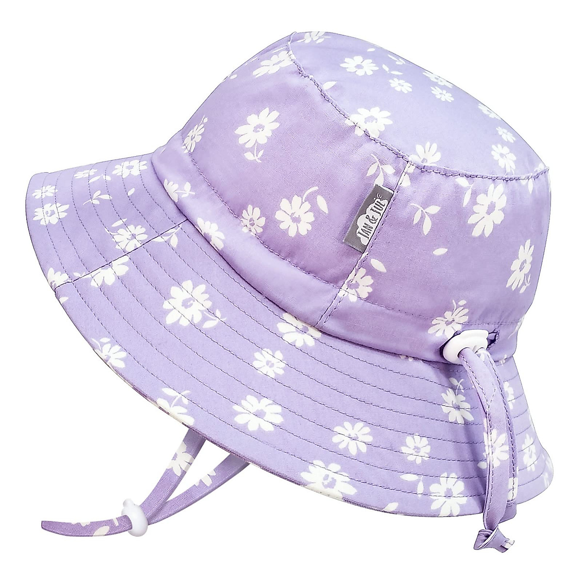 JAN & JUL UV Protection Infant Bucket Hat for Girl, Adjustable (S: 0-6 Months, Purple Daisy)