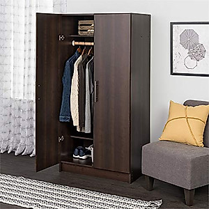 Pemberly Row Contemporary 32" Wardrobe Armoire in Espresso