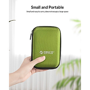 ORICO Hard Drive Case 2.5 inch External Drive Storage Carrying Bag Waterproof Shockproof with Inner Size 5.5x3.5x1.0inch for Organizing HDD and Electronic Accessories, Green(PHD-25)