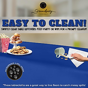 Grandipity Blue Plastic Table Cloth Disposable (6 Pk) 54in x 108in Plastic Tablecloths for Rectangle Tables - Premium Party Table Cloths Disposable for 6ft to 8ft Rectangle Tables