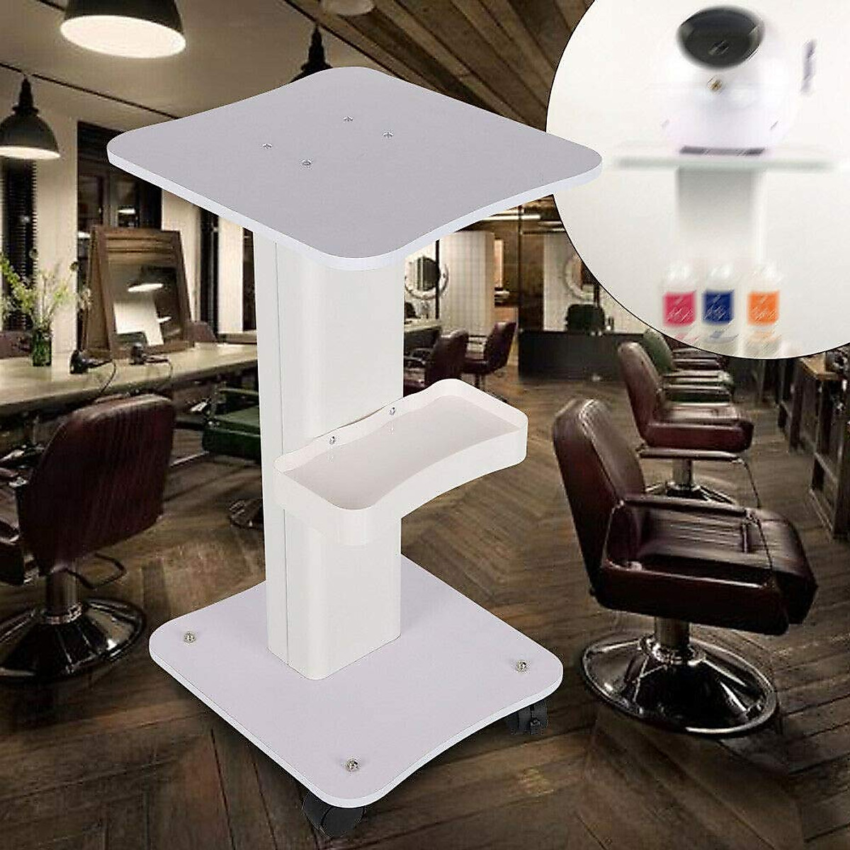 Beauty Cart, Salon Spa Rolling Trolley Cart on Wheels Beauty Instrument Tray White Mobile Cart for Esthetician Tool Carts, Load 132lbs