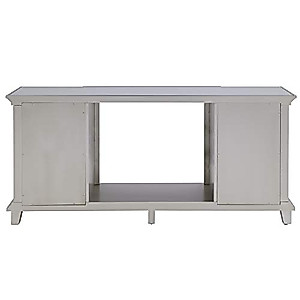 SEI Furniture Toppington Mirrored Electric Fireplace Media Console, New Mirror/Silver