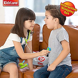 Kidzlane Play Doctor Kit for Kids and Toddlers - Kids Doctor Play Set - 7 Piece Dr Set with Medical Storage Bag and Electronic Stethoscope for Kids - Ages 3+