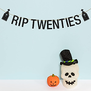 RIP Twenties Banner Black Glitter, 30th Birthday Banner, RIP to My 20's Decorations, Funeral Themed 20th 30th Birthday Party Decorations