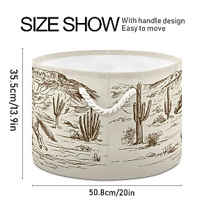 WELLDAY Cotton Rope Basket Portable Western Desert Cowboy Baby Laundry Basket for Blankets Toys Storage Basket