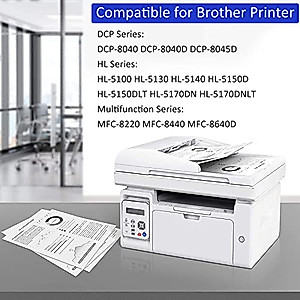 KCMYTONER Compatible Replacement for Brother TN570 DR510 Toner Cartridge and Drum Unit Combo Set Use with DCP-8040 DCP-8045D HL-5140 MFC-5150DLT Printers (1 Toner and 1 Drum)
