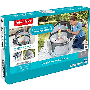 Fisher-Price Portable Bassinet and Travel-Play Area with Baby Toys, Indoor and Outdoor Use, On-the-Go Baby Dome, Windmill