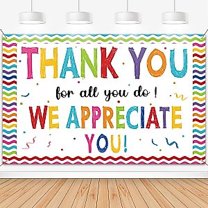 Partydream Thank You for All You Do Backdrop We Appreciate You Banner Decoration Thank You Banner Background Employee Staff Appreciation Gifts Teacher Doctor Graduation Appreciation Party Decor