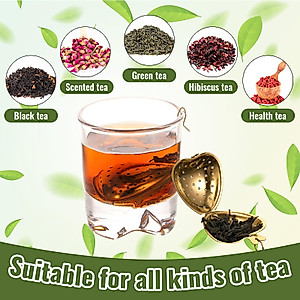 Sumind 50 Pcs Stainless Steel Tea Strainer Ball Infuser Loose Leaf Steeper Interval Diffuser Heart Shape Mesh Filters with Extended Chain Hook for tea party Seasonings Cup Bottle(Gold)