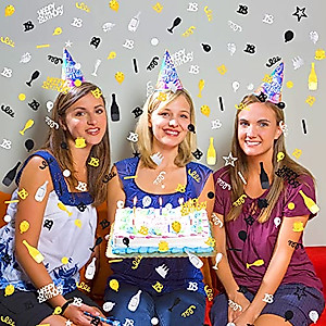 3000PCS Black Gold Silver 18th Happy Birthday Confetti Decorations with Diamonds Black Gold 18th Birthday Party Table Decor Metallic Foil Confetti Scatter for Boys Girls Birthday Anniversary Party DIY