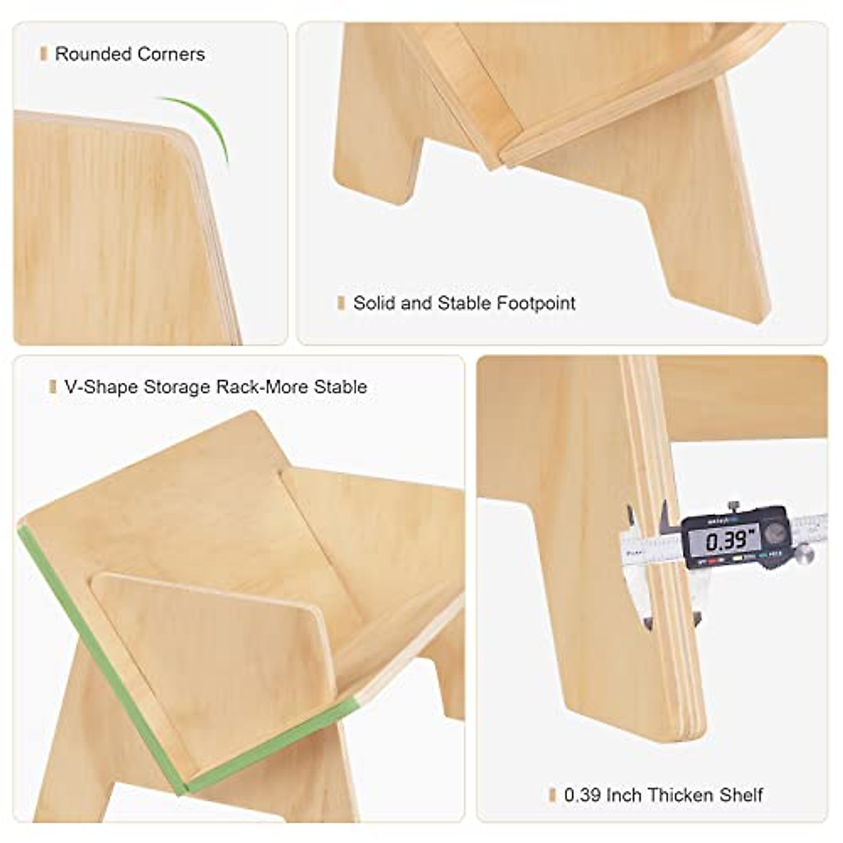 RekRang Wooden Desktop Bookshelf Simple Tabletop Tilted Bookcases for Books Magazine CDs,Desk Organizers and Storage Rack in Living Room/Office/Home (Burlywood)…