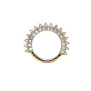 KnBoB Nose Ring Sterling Silver 18G, Hoop Nose Rings Dangle 1MM 1PCS Gold Hoop with Cubic Zirconia