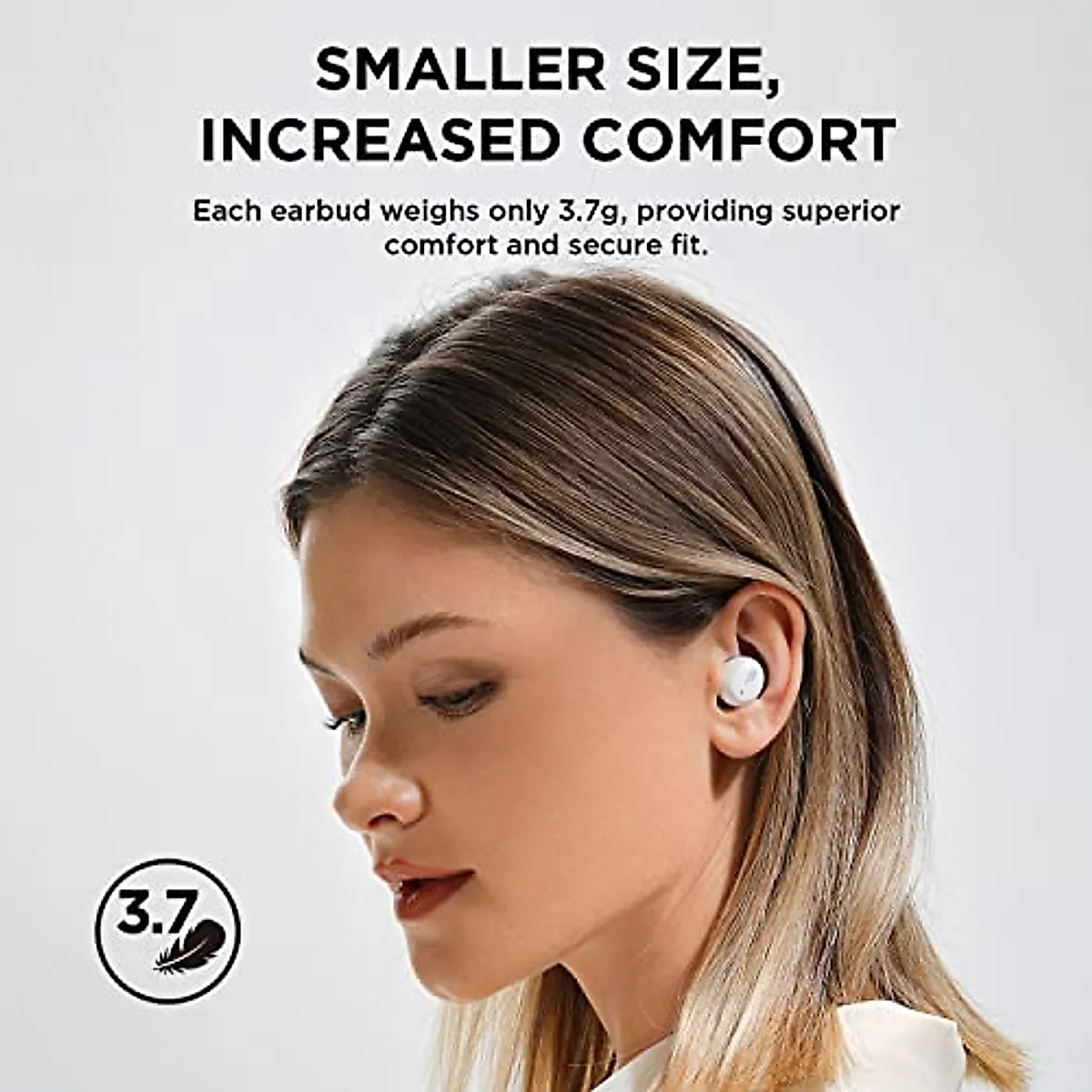 1MORE ComfoBuds Mini Hybrid Active Noise Cancelling Earbuds, in-Ear Headphones with Stereo Sound, Earbuds Wireless Bluetooth 5.2, Clear Calls, Wireless Charging, Soothing Sound, Waterproof, White