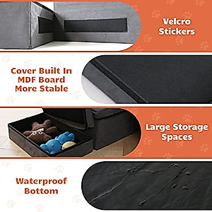 Foldable Dog Stairs/Steps 2-Tier Pet Steps Storage and Adjustable Steps for Small Medium Dogs Pet Steps Storage Stepper for High Beds Sofa Pet Dog Cat