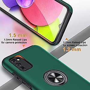 JAME for Samsung A03s Case, Samsung Galaxy A03s Case with Screen Protector[2 Pcs], Slim Soft Shockproof Phone Case with Rotation Kickstand [Magnetic Car Mount Feature] for Glaaxy A03s Case-Green