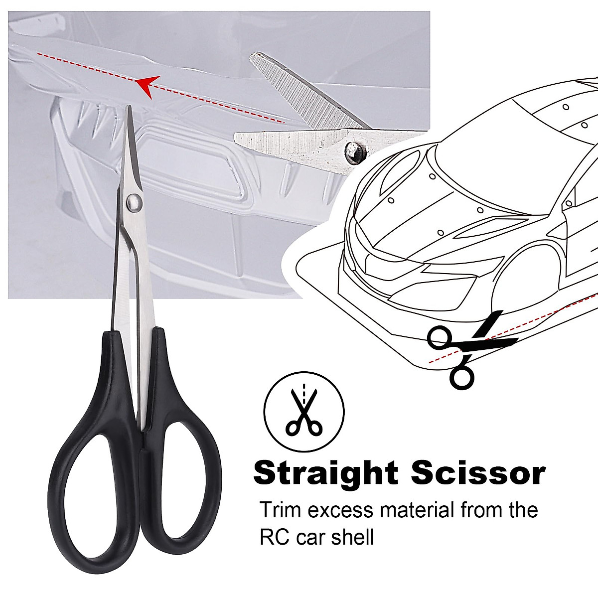 Hobbypark 3-Pack RC Body Reamer Hole Puncher and Curved Scissors & Straight Scissors Trimming Tools Set for RC Car Body Shell Lexan Plastic