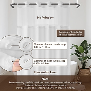 Barossa Design Fabric Snap-in Shower Curtain Liner Replacement 70" x 54" - Hotel Style, Removable & Machine Washable, Water-Repellent - White, 70x54