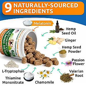 BARK&SPARK Advanced Calming Hemp Treats for Dogs - Hemp Oil + Melatonin - Anxiety Relief - Separation Aid - Stress Relief During Fireworks, Storms, Thunder - Aggressive Behavior, Barking - 60Chews