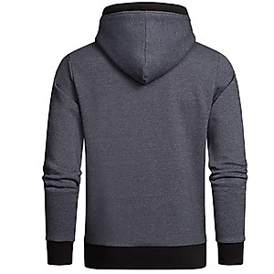 Maiyifu-GJ Men's Solid Fleece Athletic Hoodies Long Sleeve Casual Sports Sweatshirt Drawstring Hooded Pullover With Pockets (Dark Grey,Medium)