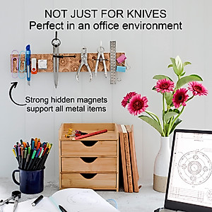 Magnetic Strip Knife Holder – Etched Wood Knife Rack or Bar with Hardware for Hanging & Wall Mounting. – Kitchen Utensil Organizer & Storage by Fiddle & Finch, 16 Inch. Circle Design