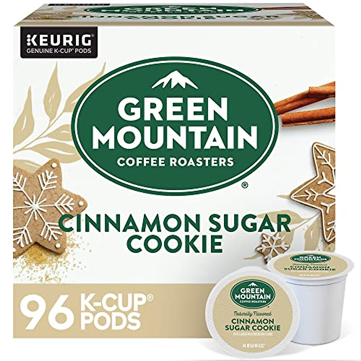 Green Mountain Coffee Roasters Cinnamon Sugar Cookie, Single-Serve Keurig K-Cup Pods, Flavored Light Roast Coffee, 24 Count (Pack of 4)