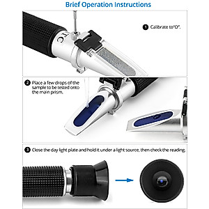 QWORK Beekeeper Refractometer with Automatic Temperature Compensation, Brix 0-32%, Hand Refractometer for Fruit Juice Beer Jam
