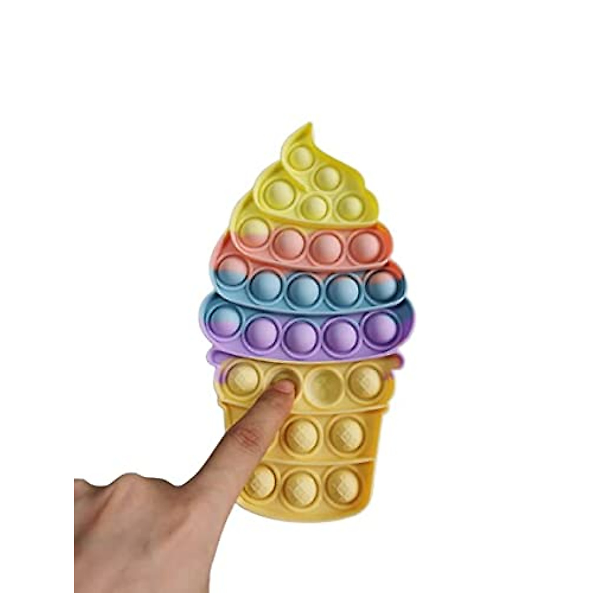 K&W Push Pop It Popsicle Cone – Ice Cream Sensory Silicone Fidget Toys – Stress Relief, Autism & Anti-Anxiety – Flexible, Odorless & Easy to Play - Perfect for Elderly, Adults & Kids | Colorful