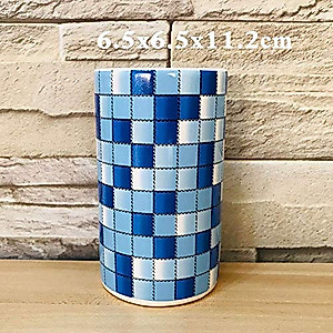 AUANIYAN Ceramic Bathroom Accessories Set, 4 Pieces Modern Design Bath Set Soap Dispenser,Toothbrush Holder, Tumbler,Soap Dish（Blue Mosaic）