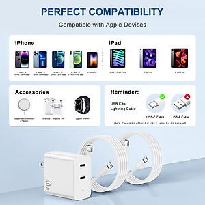 40W Fast Charger for iPhone 16 15 Pro Max Charger Fast Charging,2Pack Dual Port USB C Charging Block with 4Pack 3.3FT USB C to USB-C Charger Cord for iPhone 16 15 Plus/16 15 Pro Max/iPad Pro/Samsung