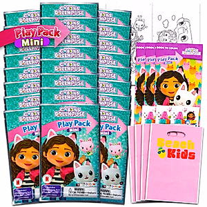 Gabby's Dollhouse Mini Party Favors Set for Kids - Bundle with 24 Mini Gabby's Dollhouse Grab n Go Play Packs with Coloring Pages, Stickers and More (Gabby's Dollhouse Birthday Party Supplies)