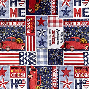 The Lakeside Collection Picnic Table and Bench Seat Covers with Elastic Edges - Americana - 3 Pieces