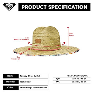 Roxy womens Tomboy Straw Sun Hat, Mood Indigo Trouble Double Exc, Medium-Large US