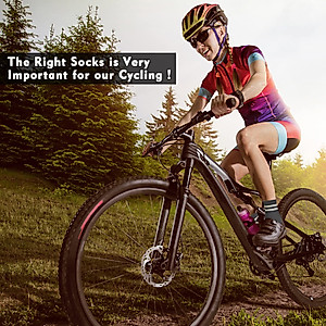 BOBILIFE Cycling Biking Socks 2 Pairs, Ergonomic Moisture Wicking Breathable Cushion Shock Absorption Quarter Crew Riding Socks, Men & Women