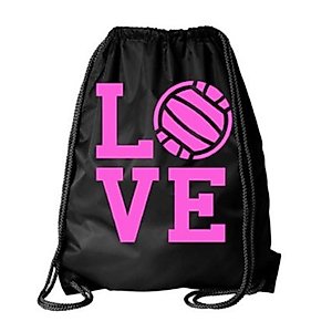 Kenz Laurenz Volleyball Drawstring Bag - Cinch Sack String Backpack Back Pack Tote (1 Pack)