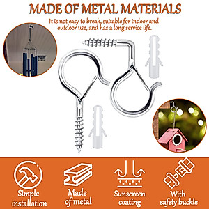 Fegdyi Christmas Lights Hooks Pack of 20 Q-Hanger Screw Hooks Wall Cabinet Ceiling Hooks with Safety Buckle Design for Outdoor String Lights Light House Garage New Year Party (Silver)