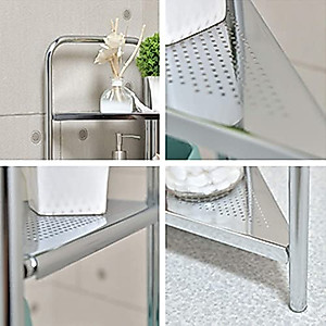 BEEY Narrow Standing Shelf Tower Storage Rack Metal Corner Shelf for Gap Space Laundry Room Kitchen Bathroom (3-Tiers)